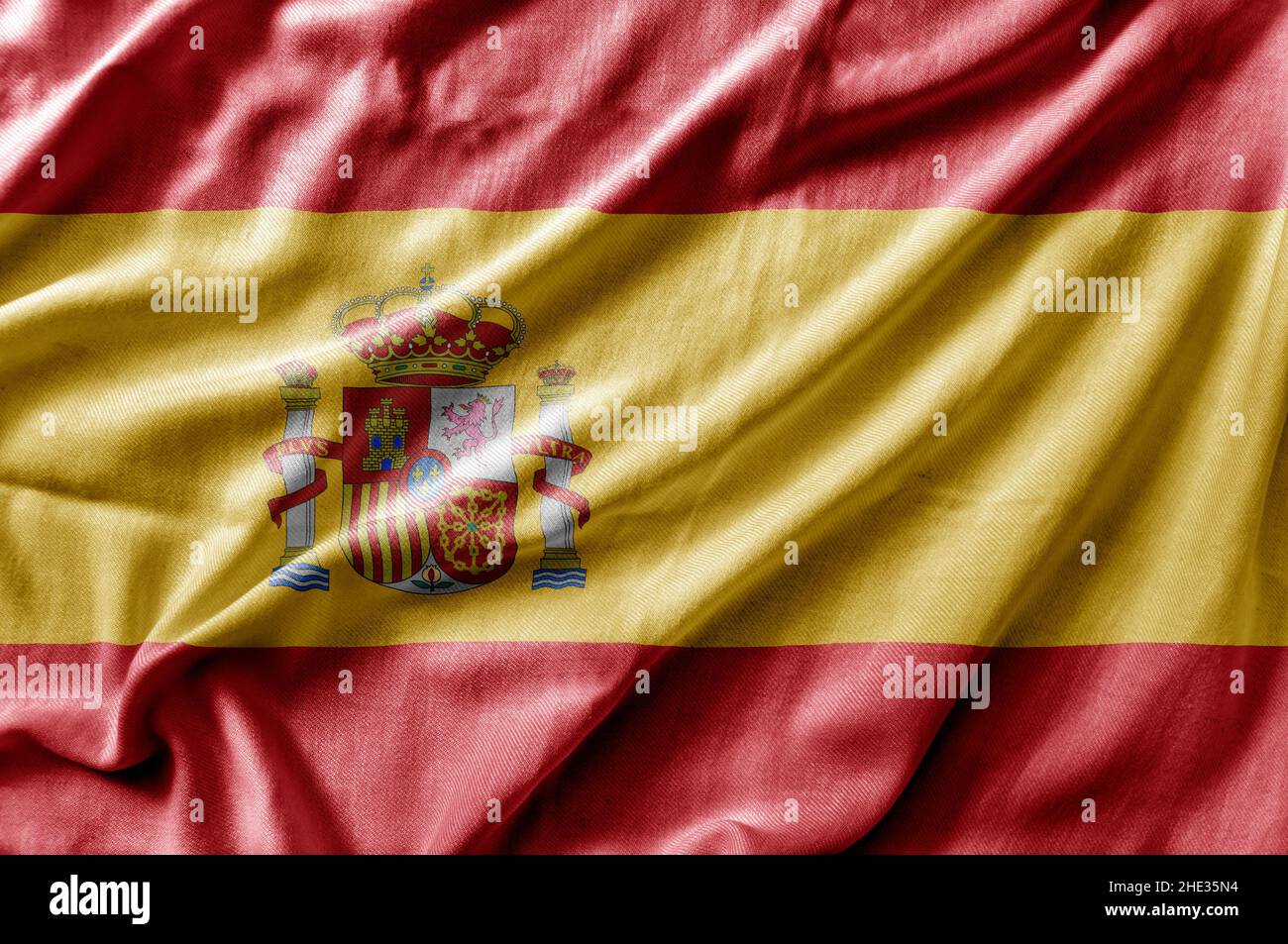 Waving detailed national country flag of Spain Stock Photo - Alamy