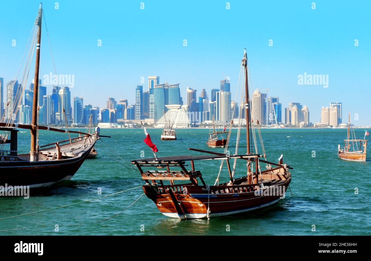 Doha corniche Sky line / QATAR Stock Photo - Alamy