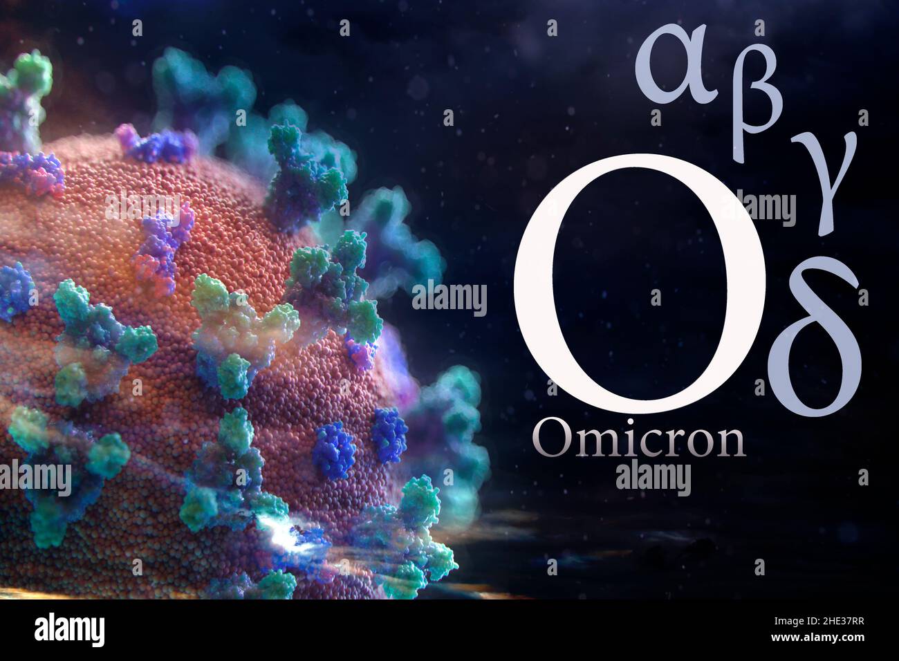 Illustration of the Covid-19 virus mutations Alpha, Beta, Gamma, Delta ...