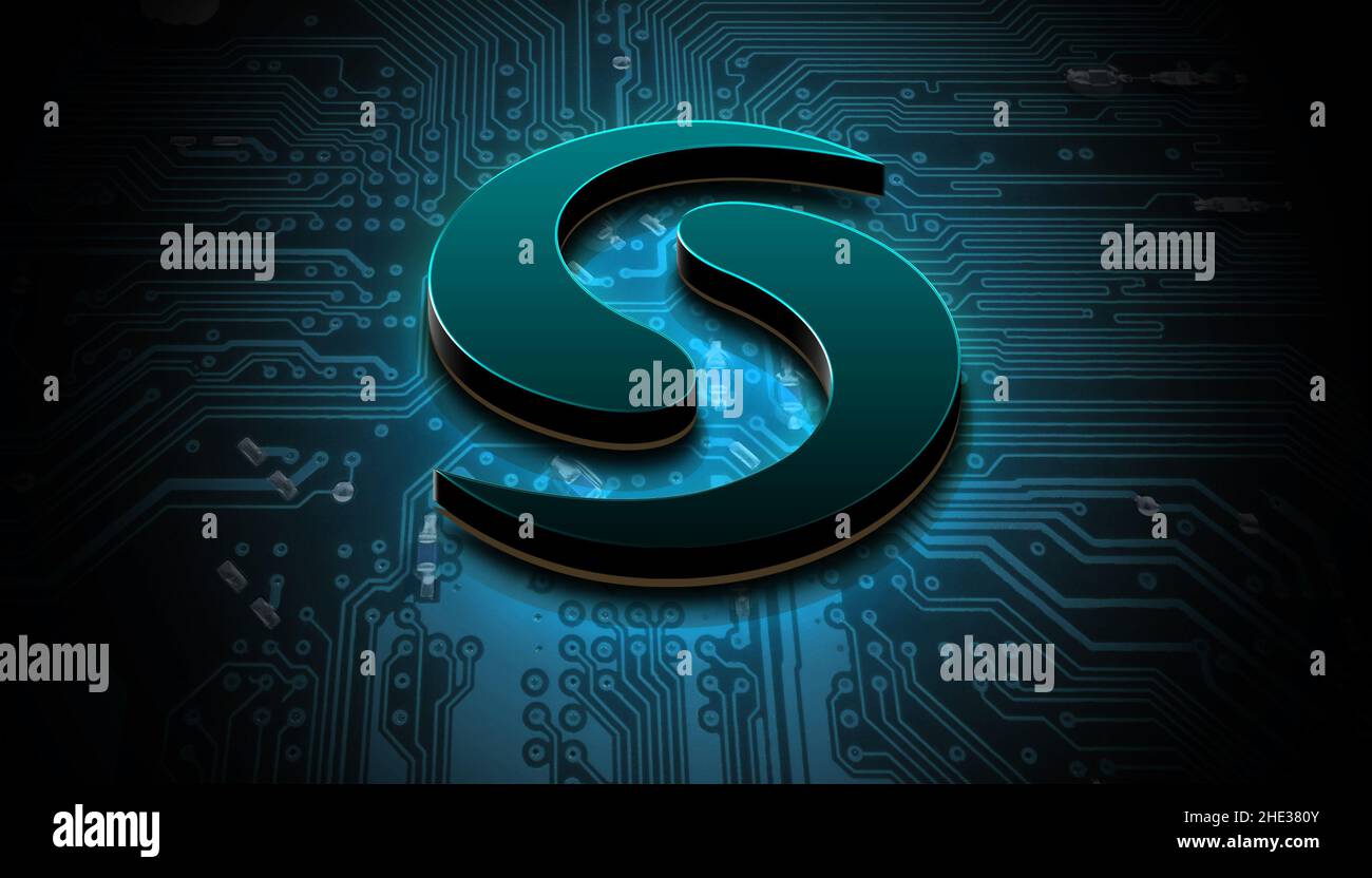 3D rendering syscoin cryptocurrency coin on colorful background ...