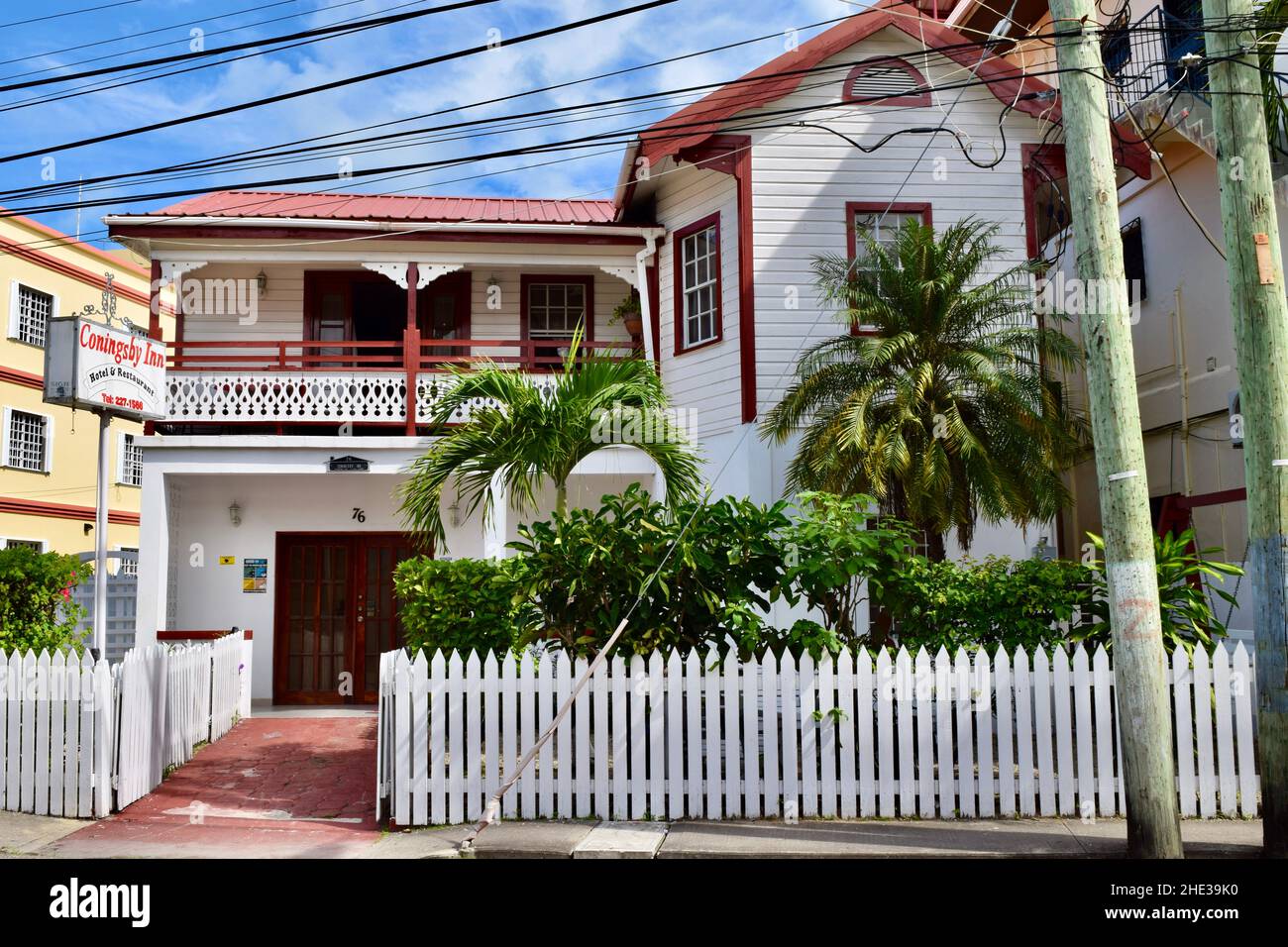 A restored building serves as an inn in Belize City, Belize Stock Photo ...