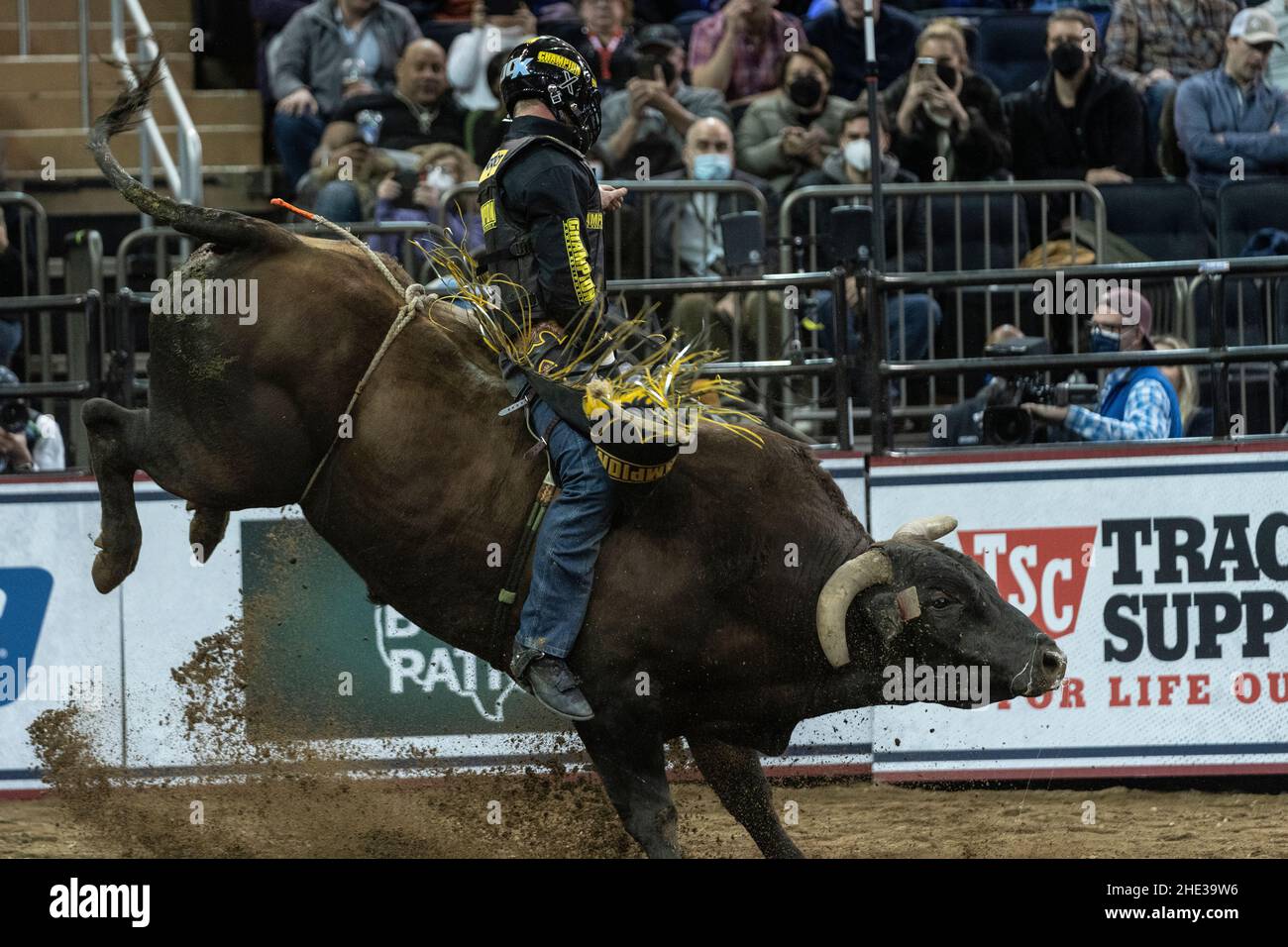 New York, NY - January 7, 2022: Cole Melancon of Sour Lake, Texas rides ...