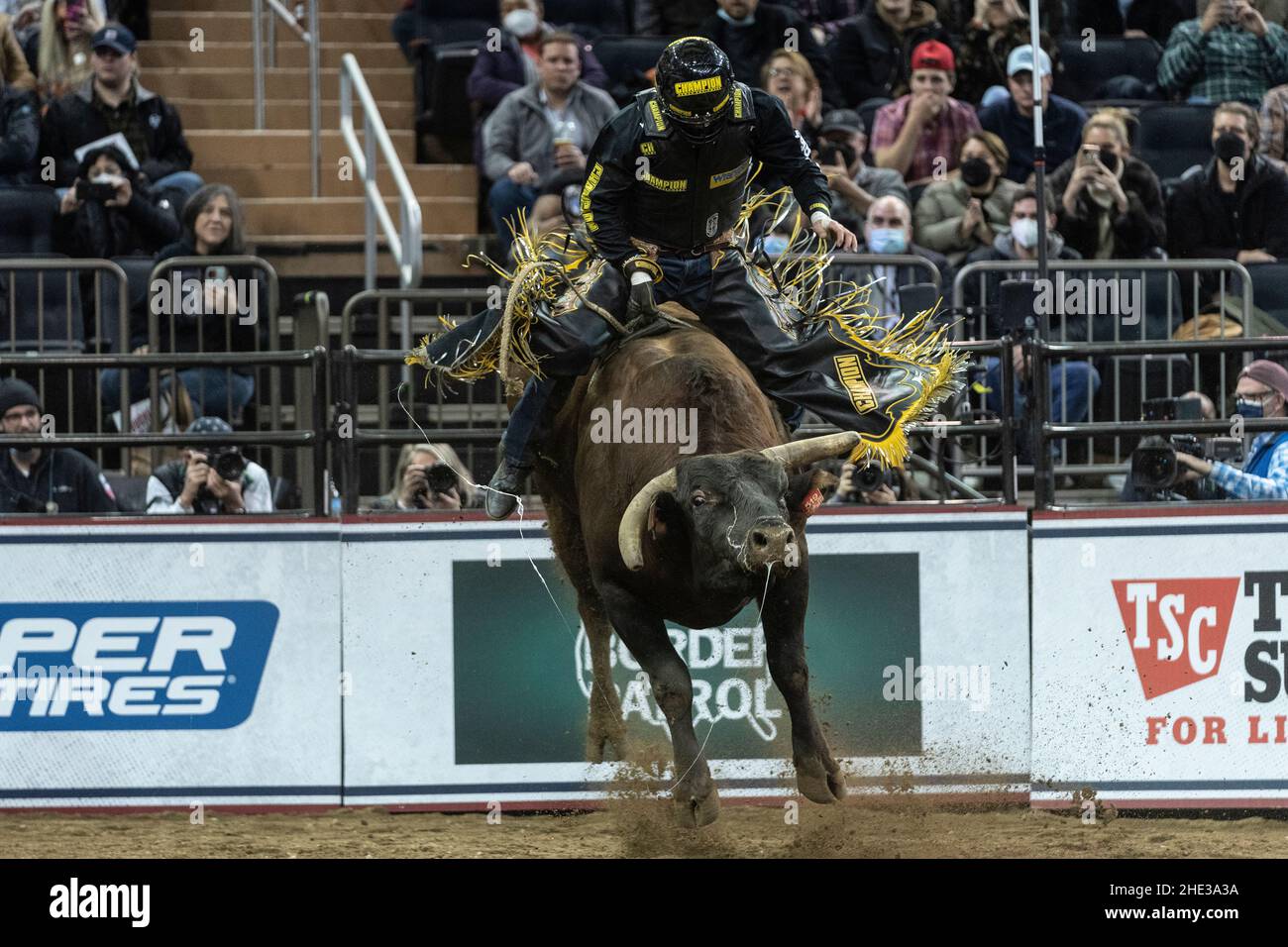 New York, NY - January 7, 2022: Cole Melancon of Sour Lake, Texas rides ...