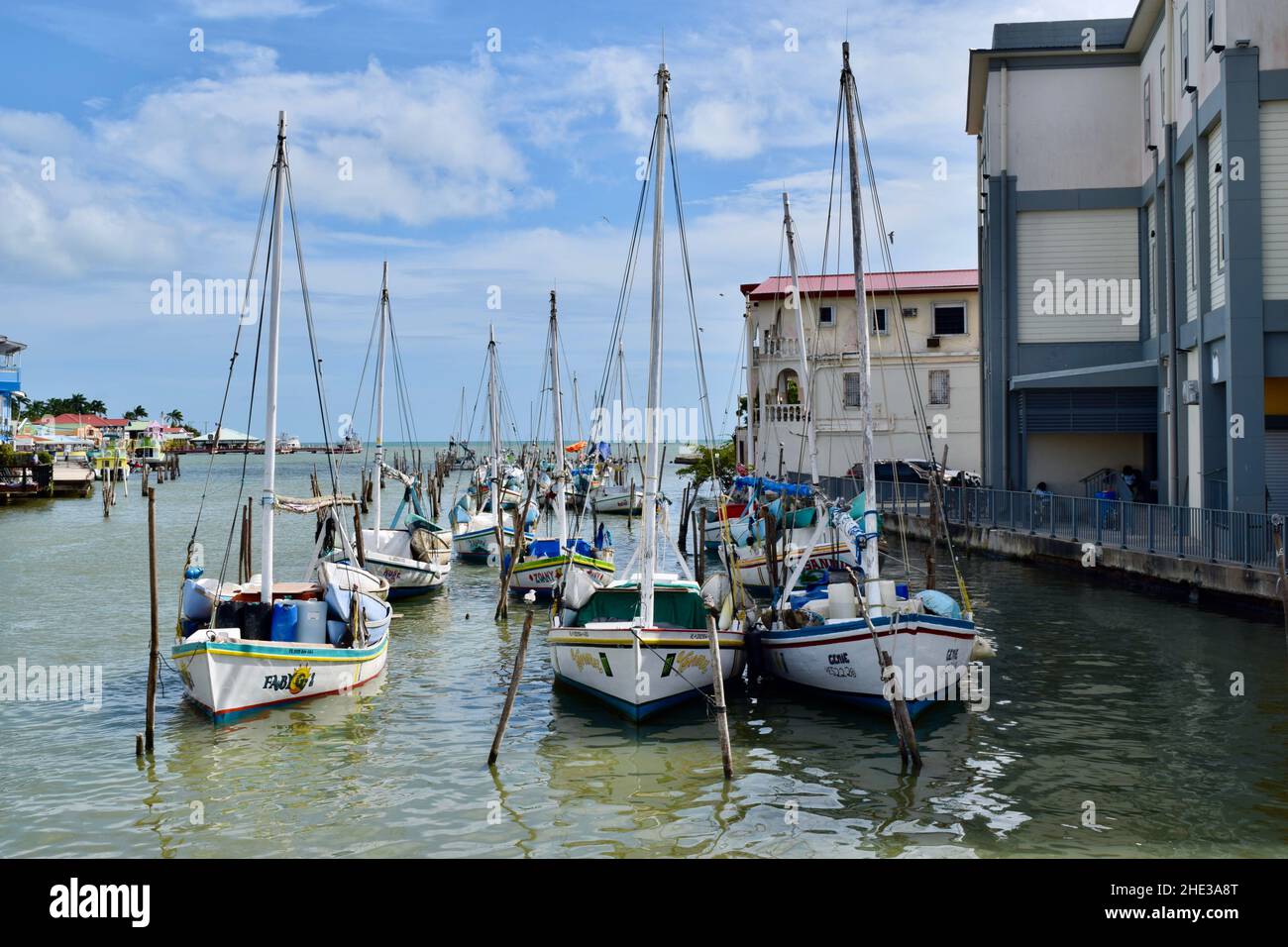 Belize city boats hi-res stock photography and images - Alamy