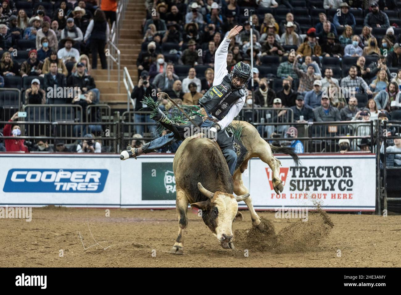 New York, NY - January 7, 2022: Dalton Kasel of Muleshoe, Texas rides a ...