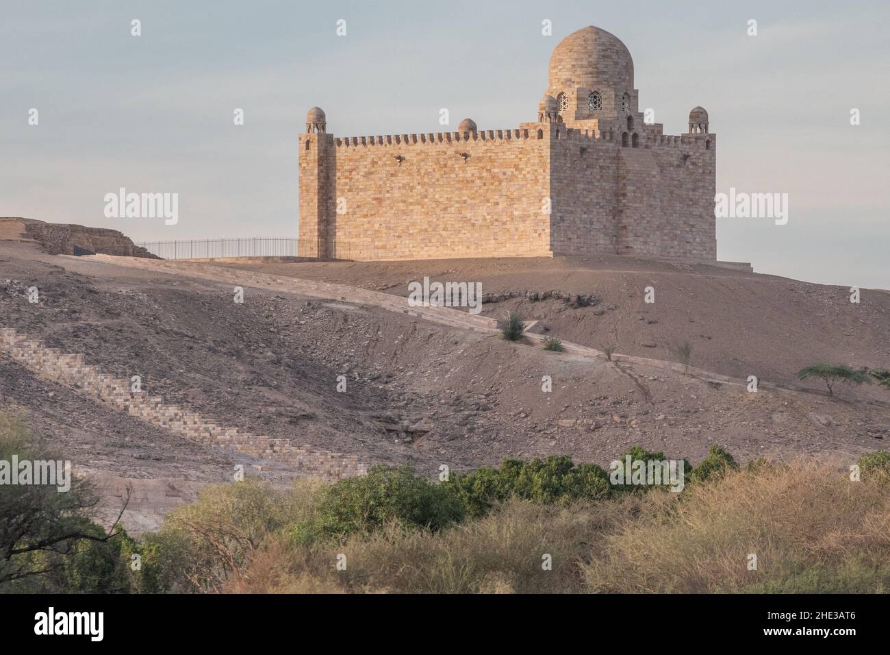 The Mausoleum of Aga Khan sits on a hilltop overlooking the Nile at the ...