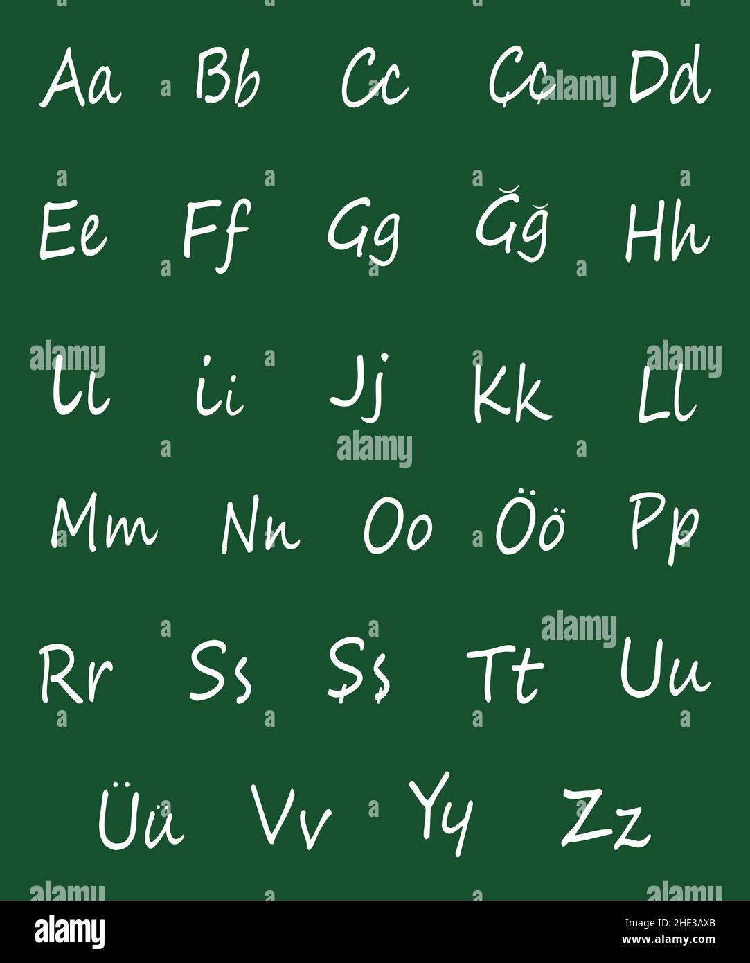 Turkish alphabet on green background Stock Photo - Alamy