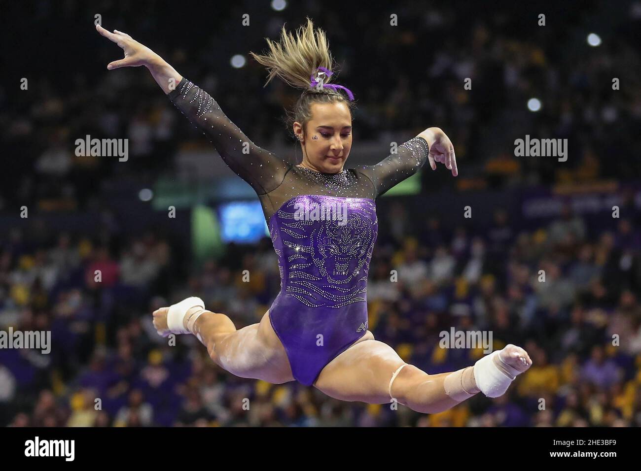 LSU's Alyona Shchennikova leaps from the balance beam during NCAA ...