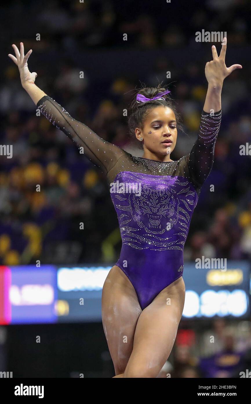 LSU's Haleigh Bryant poses on the balance beam during NCAA Gymnastics ...