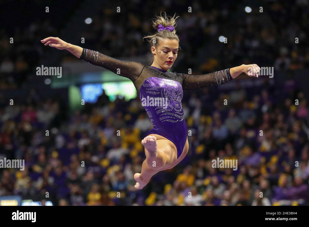 LSU's Bridget Dean leaps from the balance beam during NCAA Gymnastics ...