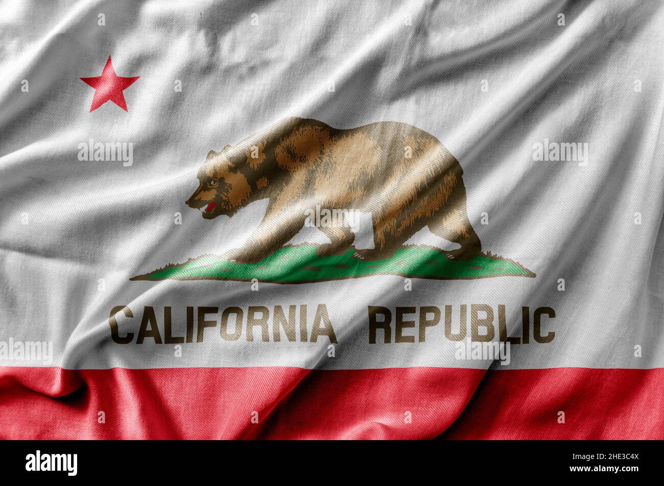 Waving detailed national US country state flag of California Stock ...