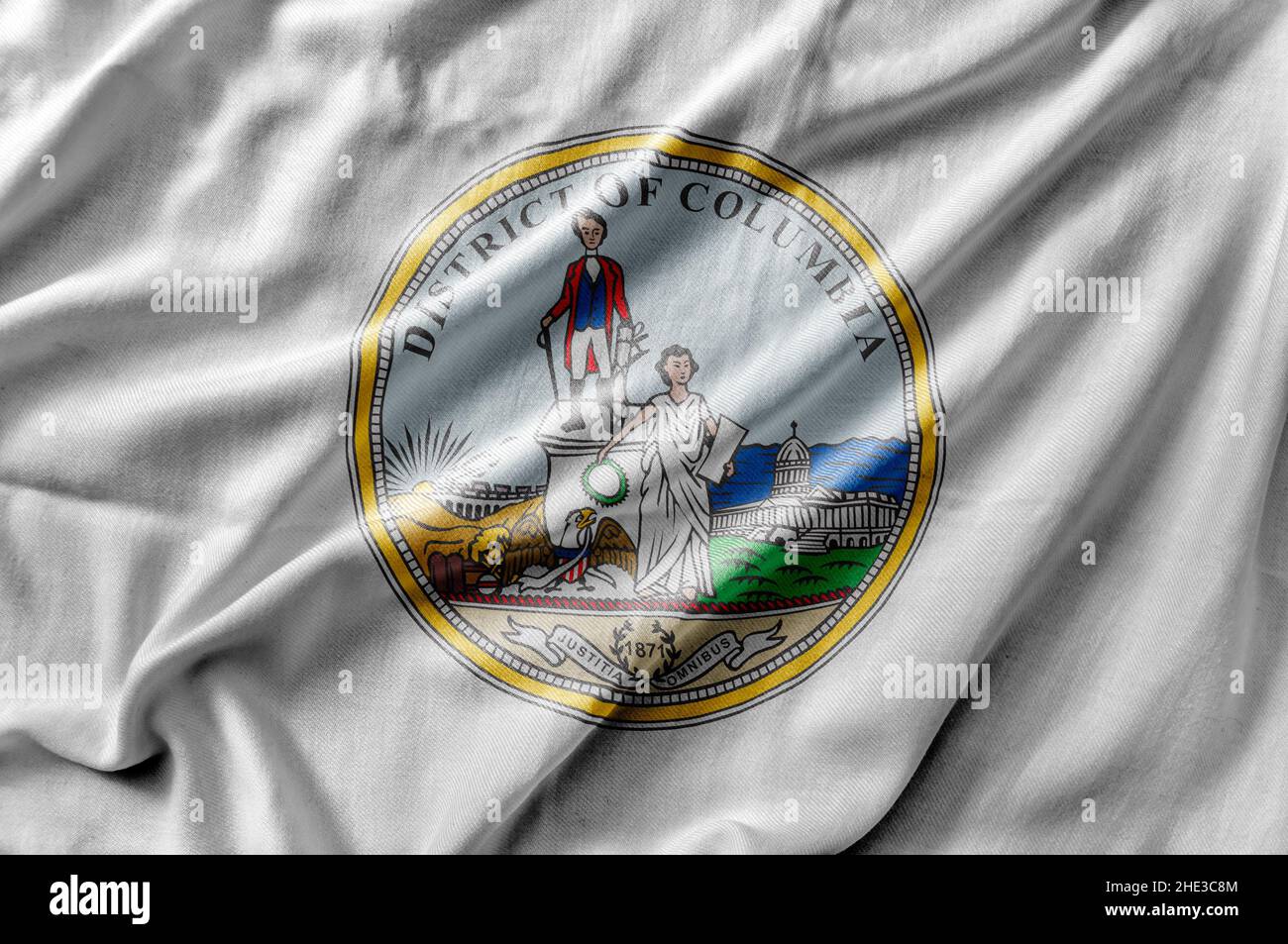 Waving detailed national US country state flag of District of Columbia ...