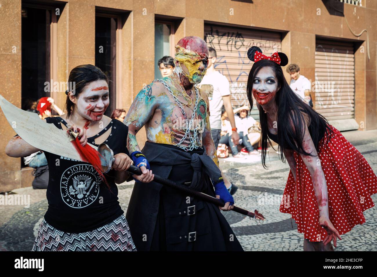 Sao Paulo, Brazil. 2nd November, 2013. People dressed up as zombies ...