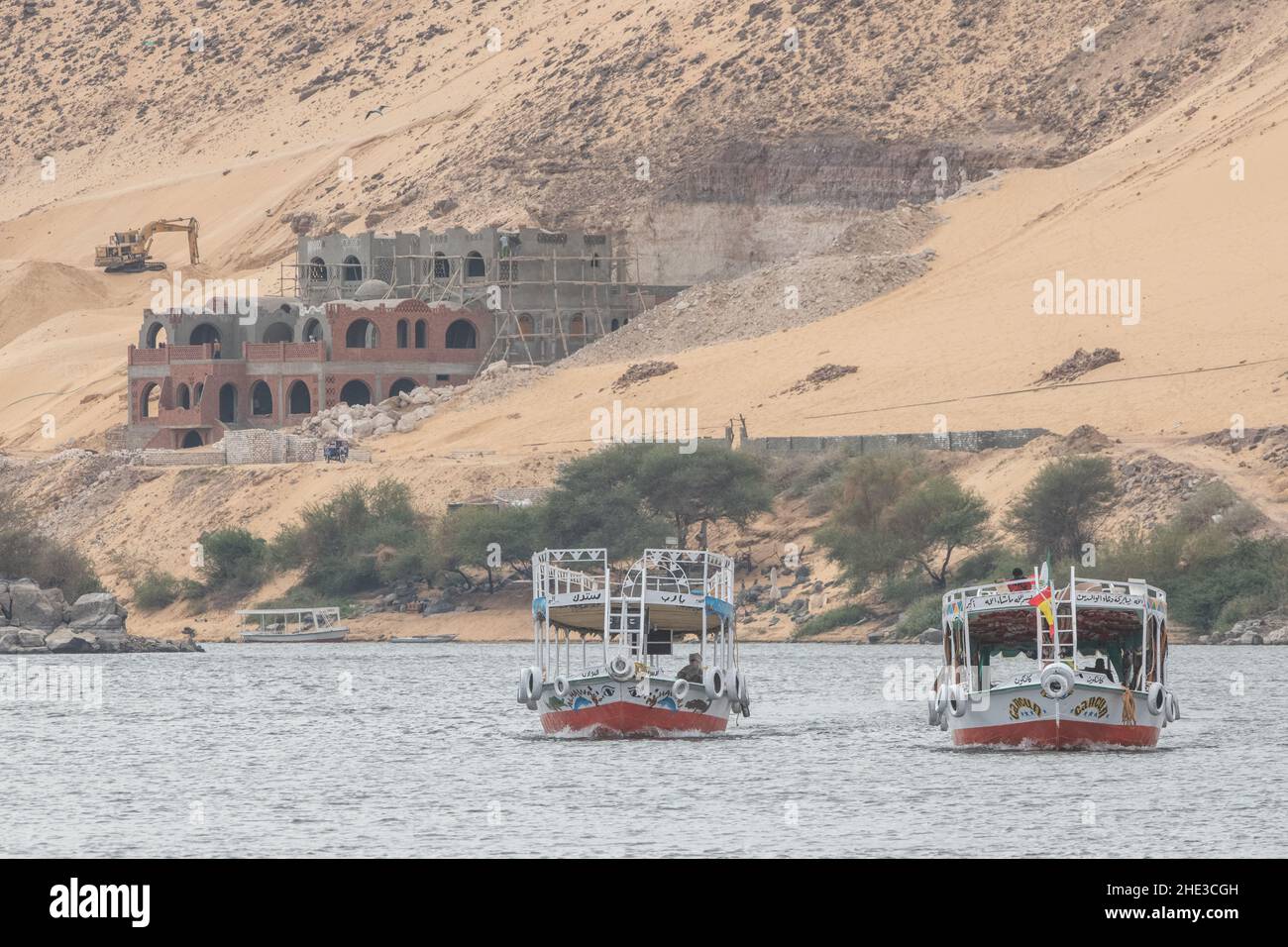 Development along the Nile river with construction of new buildings as ...