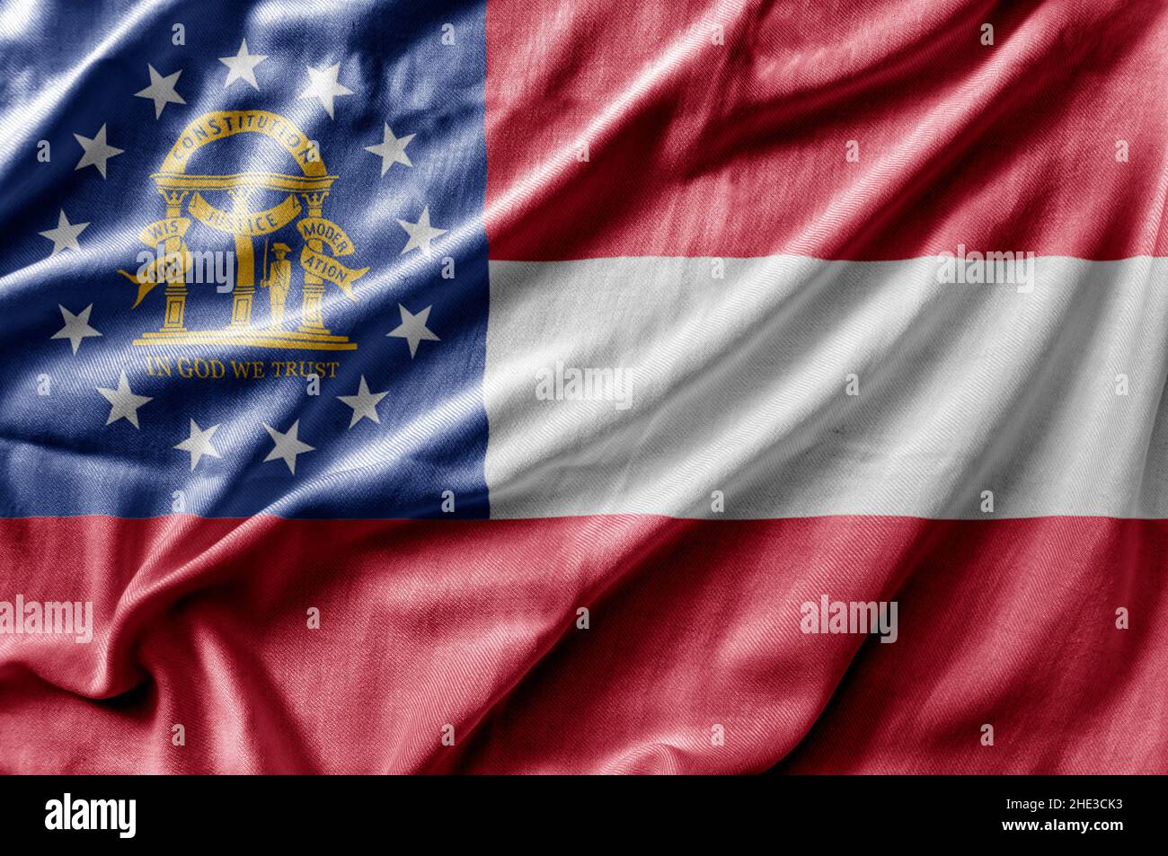 Waving detailed national US country state flag of Georgia Stock Photo ...