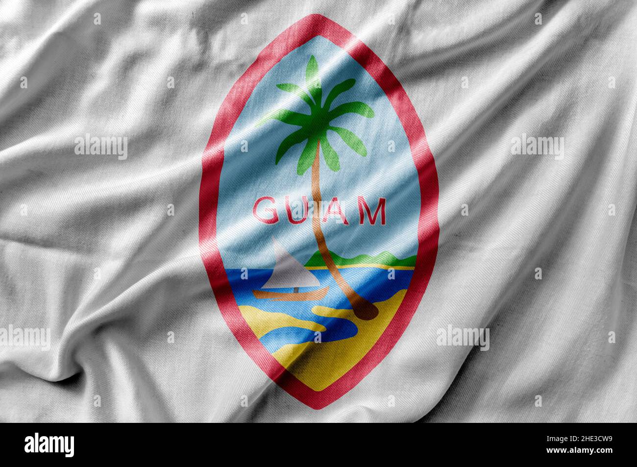 Waving detailed national US country state flag of Guam Seal Stock Photo ...