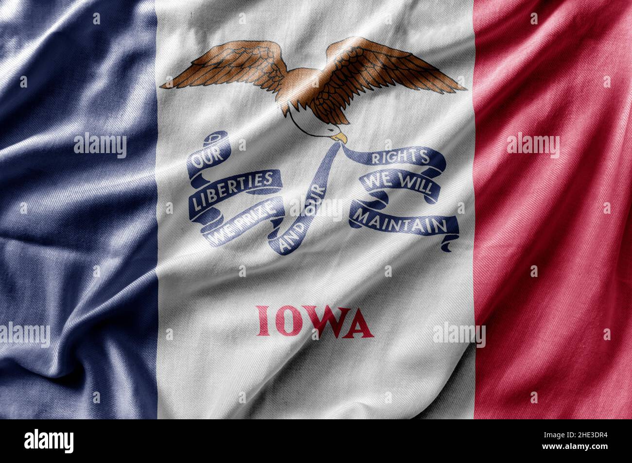 Waving detailed national US country state flag of Iowa Stock Photo - Alamy