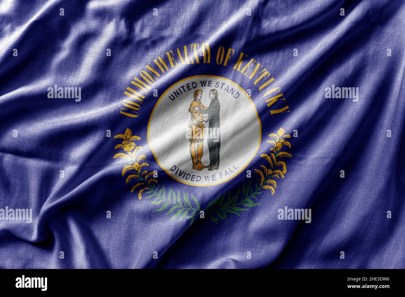 Waving detailed national US country state flag of Kentucky Stock Photo ...