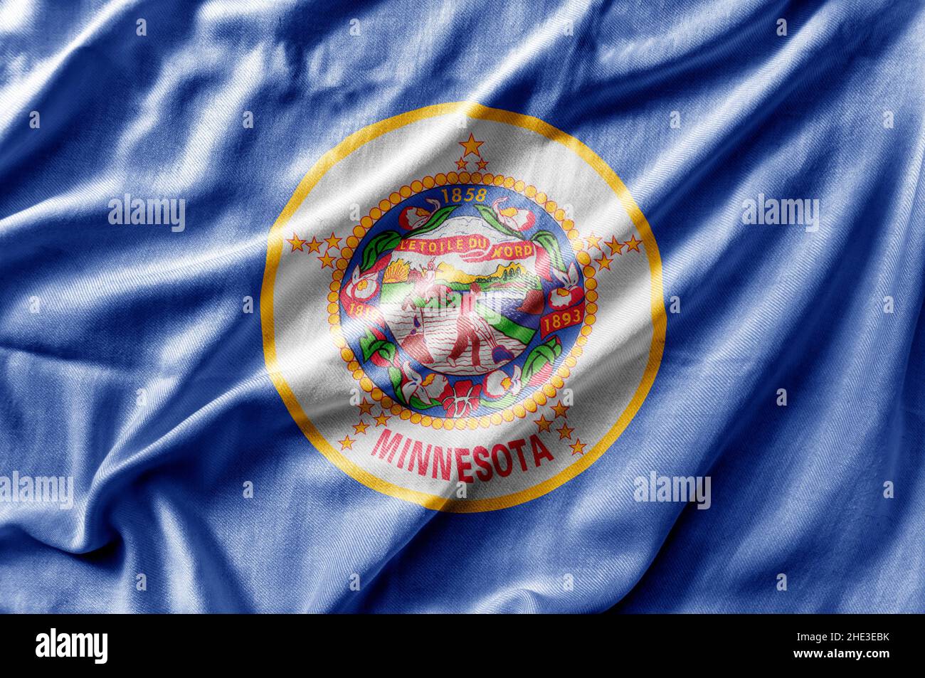 Waving detailed national US country state flag of Minnesota Stock Photo ...