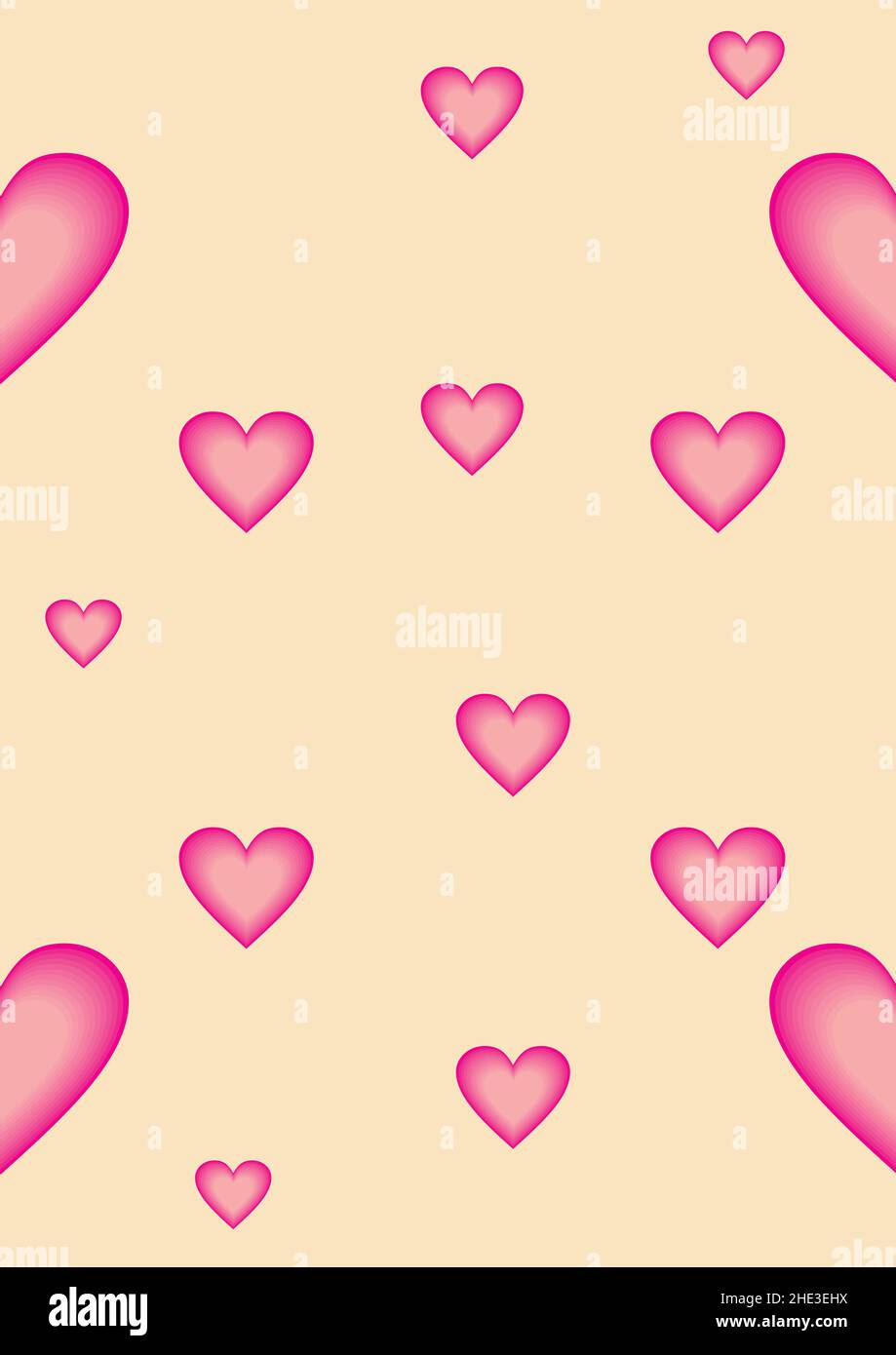 Nice pink heart-shaped symbols on a soft beige background with copy ...