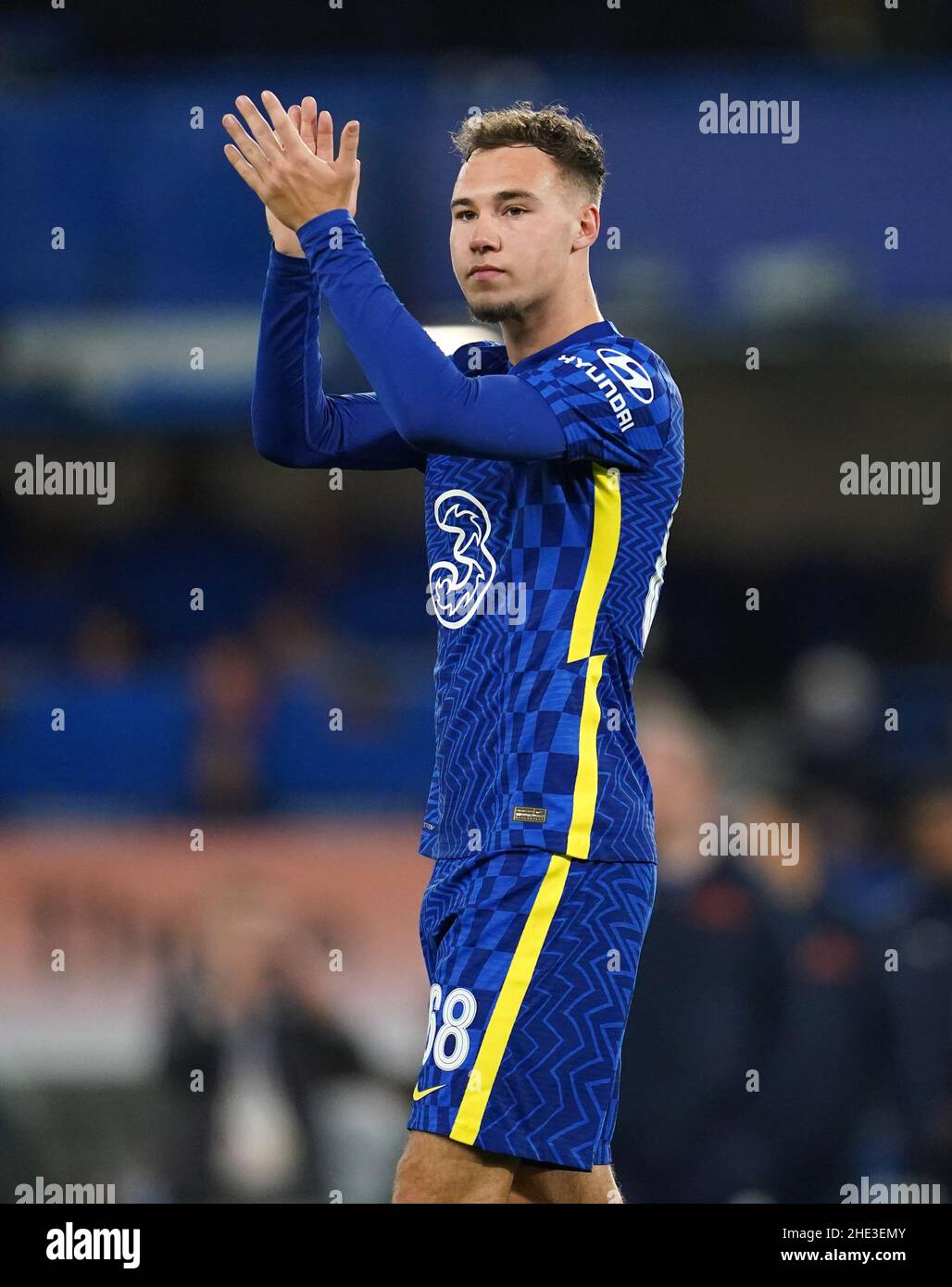 Chelsea's Harvey Vale applauds the fans after the final whistle ...
