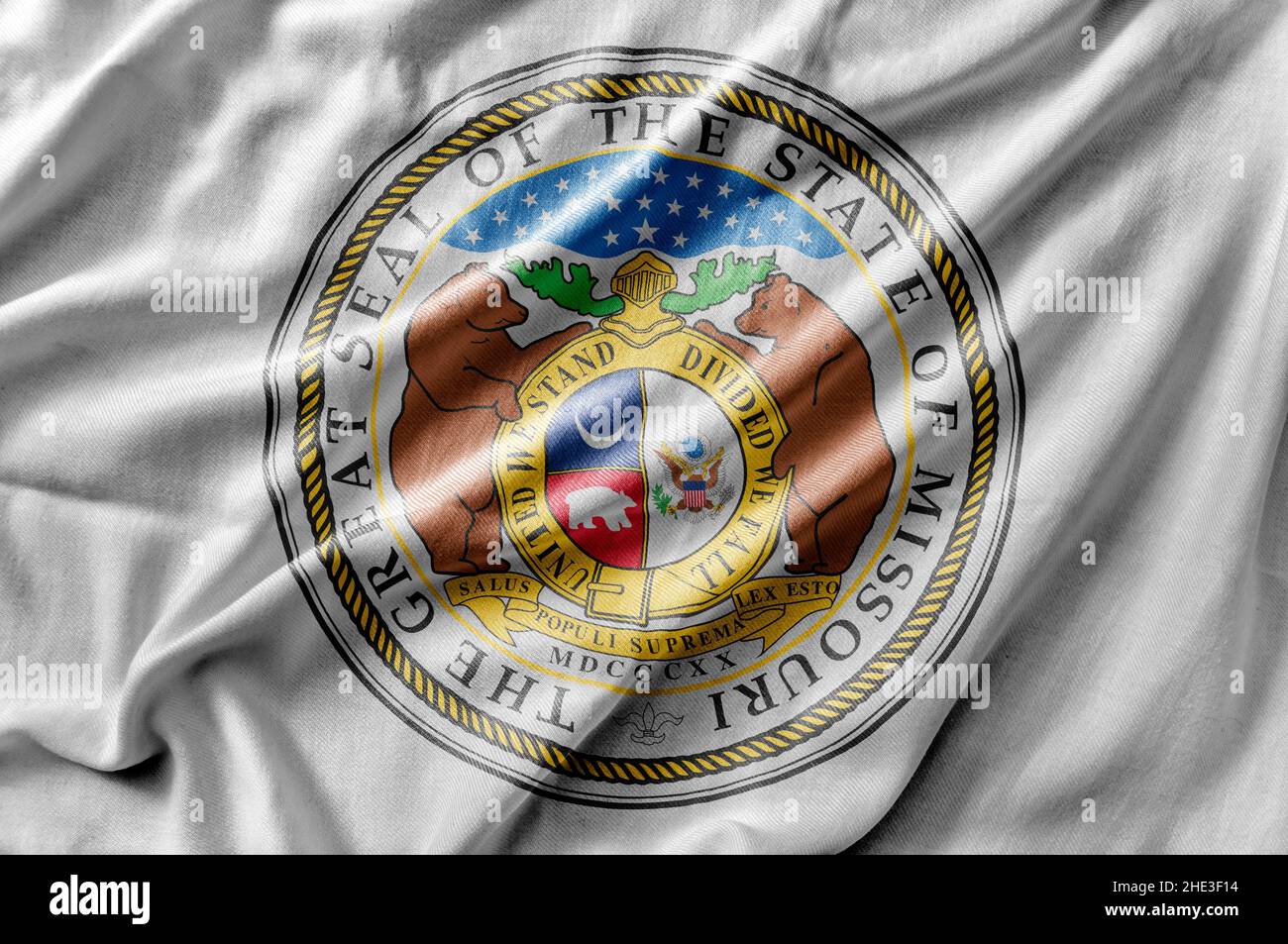 Waving detailed national US country state flag of Missouri Seal Stock ...