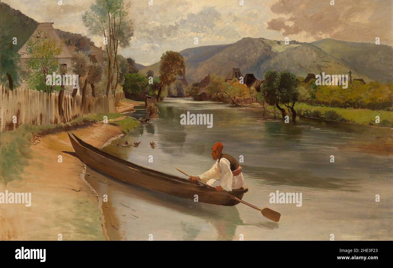 Franz Leo Ruben - Am Flussufer Stock Photo - Alamy
