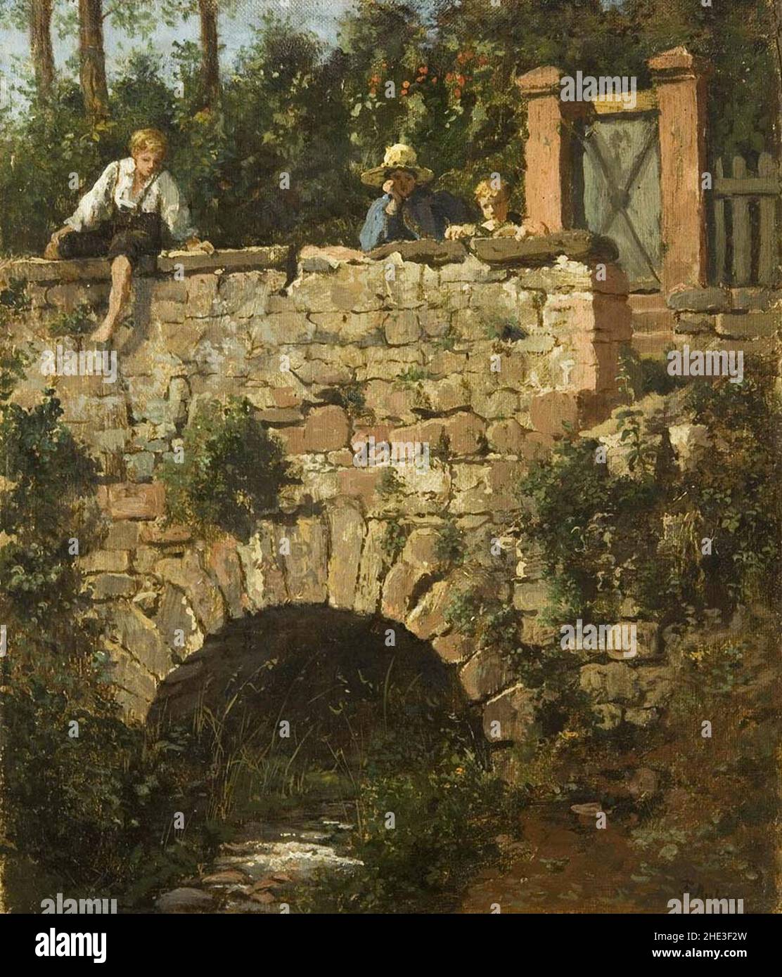 Franz Leo Ruben - Kinder auf der Brücke Stock Photo - Alamy