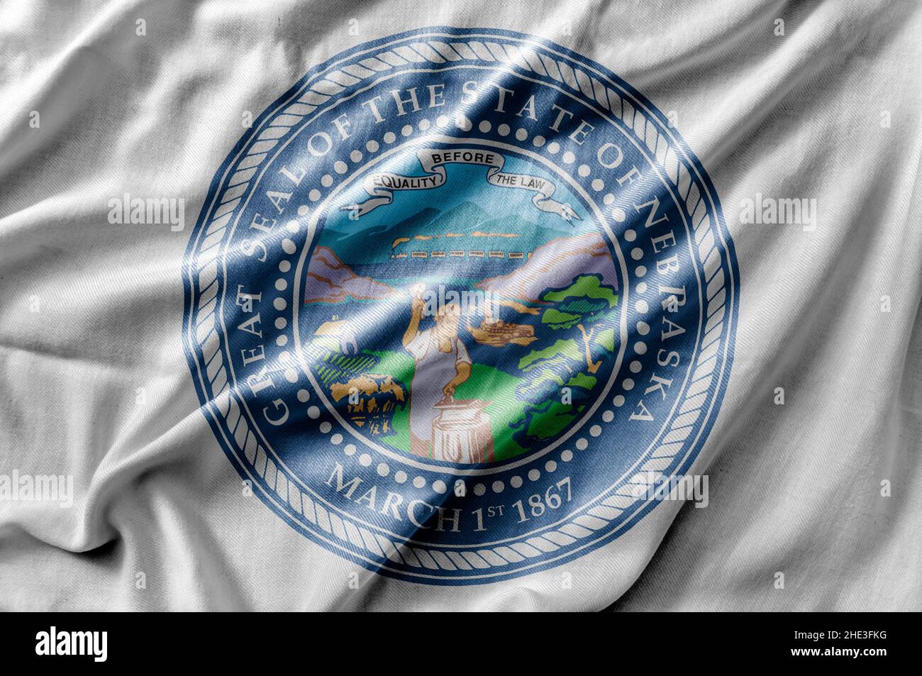 Waving detailed national US country state flag of Nebraska Seal Stock ...