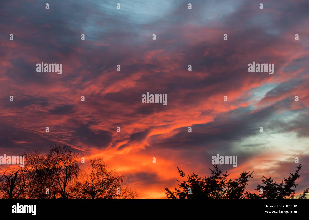 The sky is on fire with this unexpected sunset in early January Stock ...