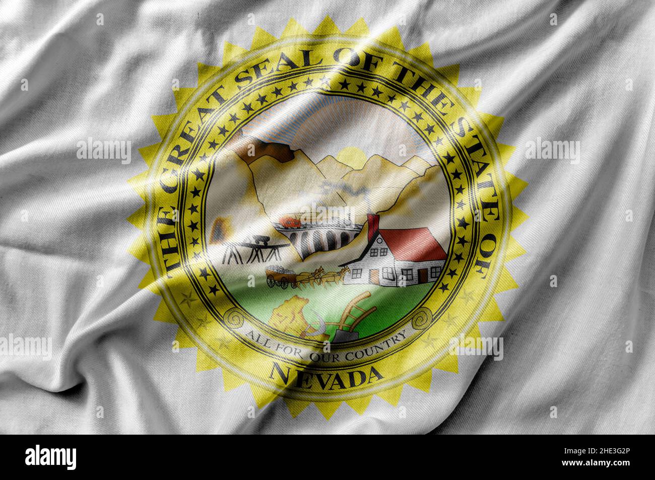 Waving detailed national US country state flag of Nevada Seal Stock ...