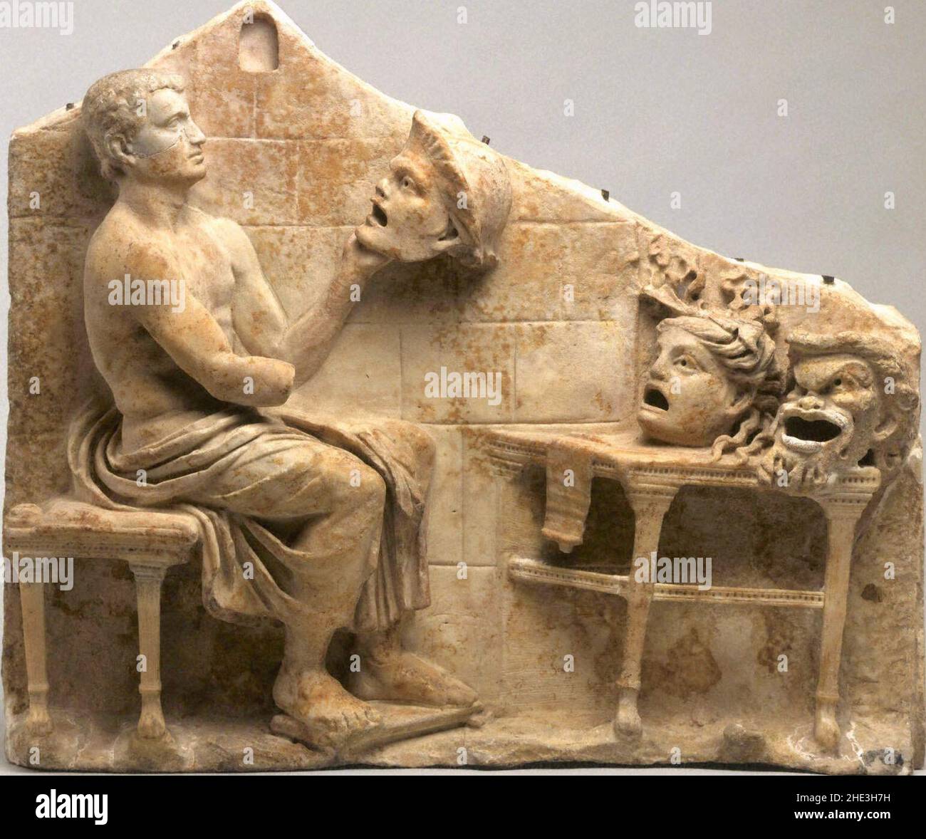 Relief with Menander and New Comedy Masks Stock Photo - Alamy