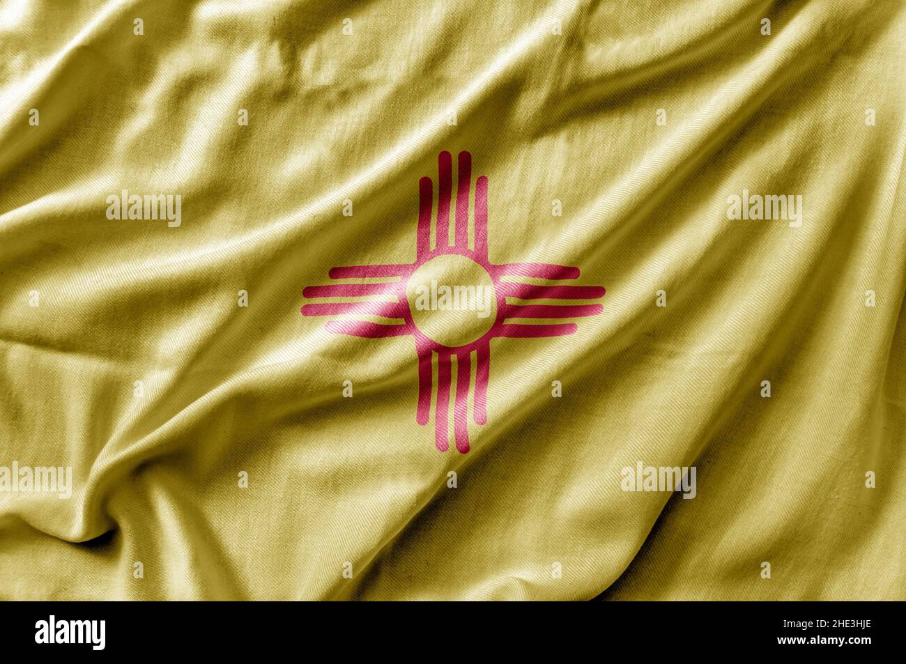 Waving detailed national US country state flag of New Mexico Stock ...