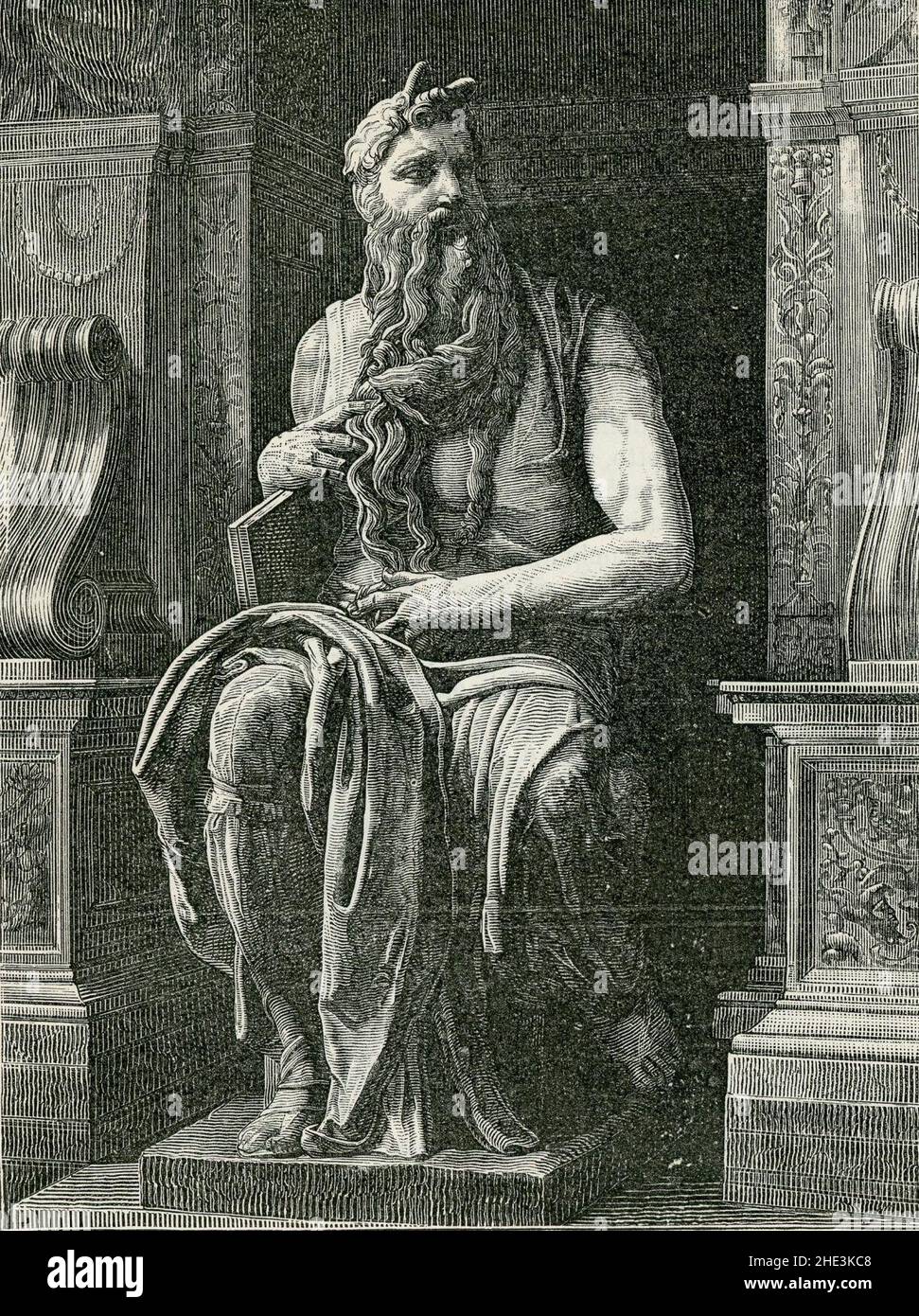 Roma il Mosè di Michelangelo xilografia Stock Photo - Alamy