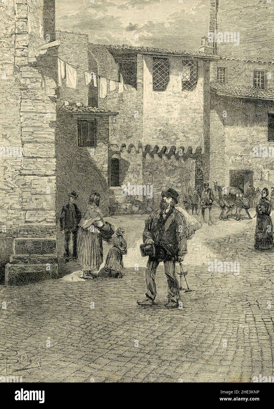 Roma scomparsa dopo il 1870 casa medioevale demolita in Via Giulia ...