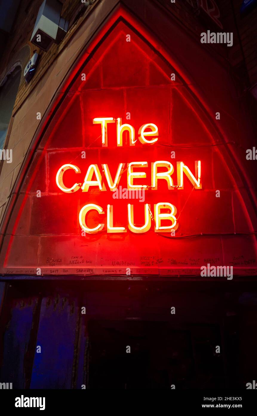 Neon sign above the entrance to Liverpool's famous Beatles club, The ...