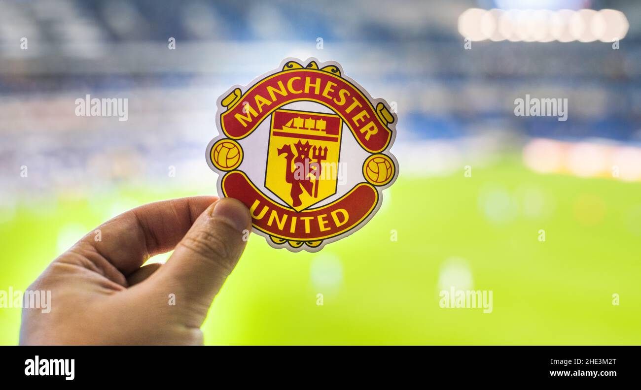August 30, 2021, Manchester, UK. Manchester United F.C. football club ...