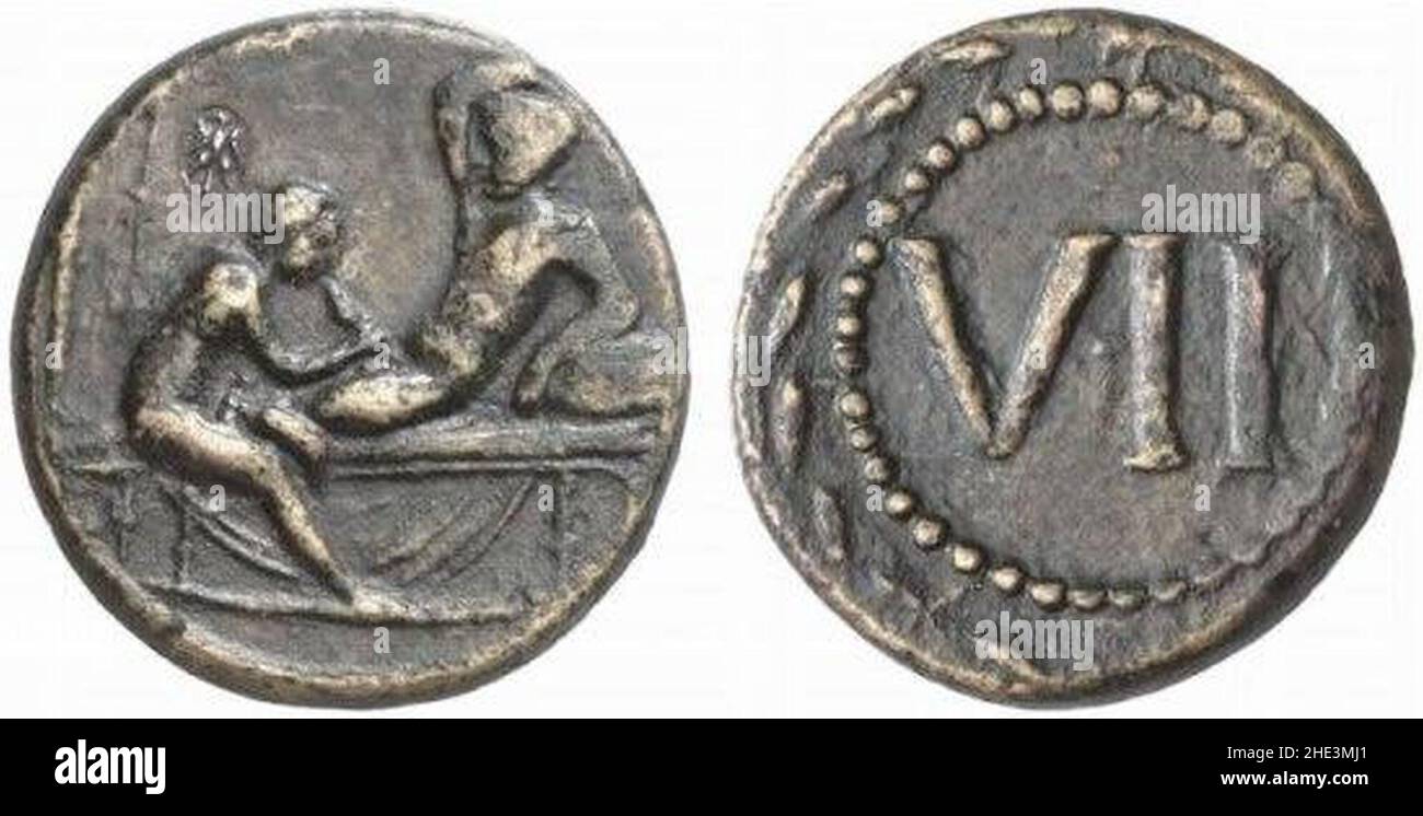 Roman coin celebrating pederasty Stock Photo - Alamy