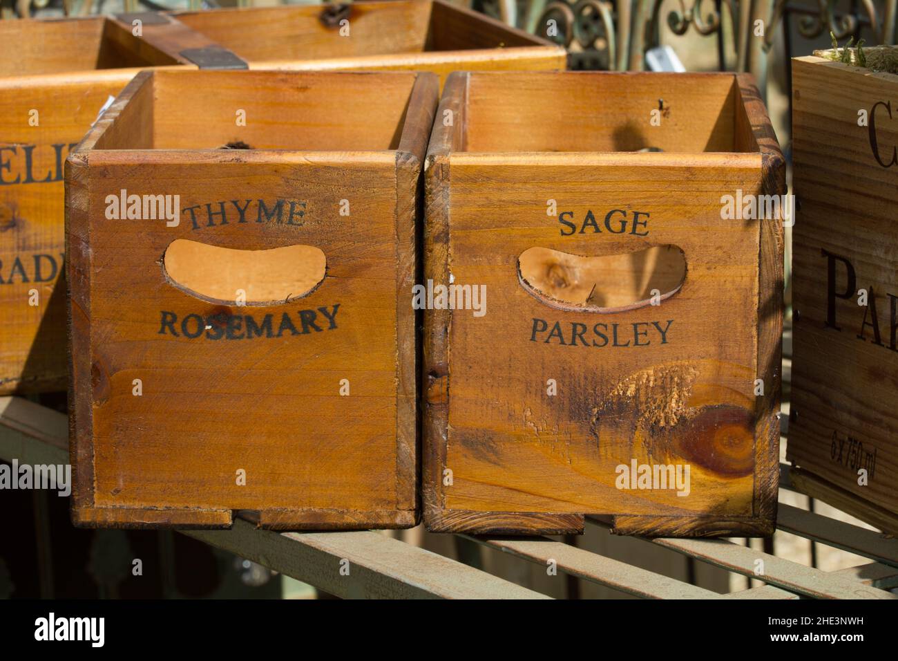 Herb boxes. Parsley Sage Rosemary Thyme. Used in cooking and also ...