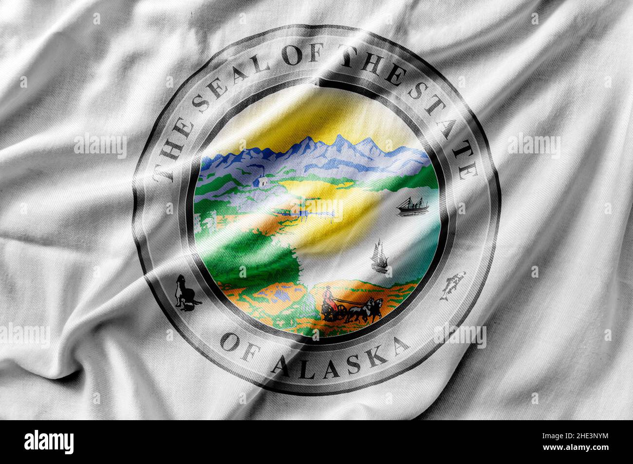 Waving detailed national US country state flag of Seal Alaska Stock ...