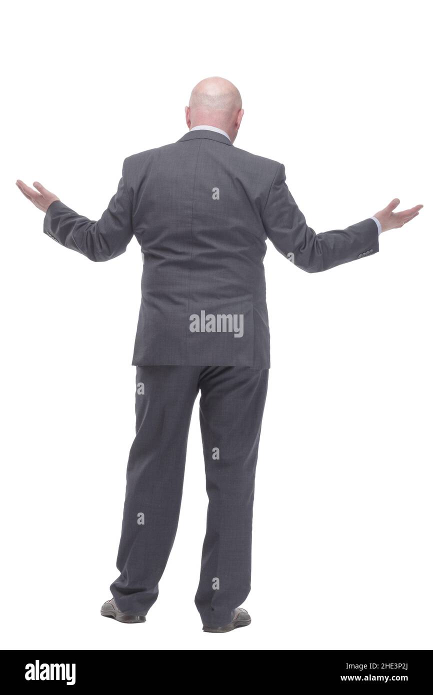 rear view. Mature business man .isolated on a white Stock Photo - Alamy
