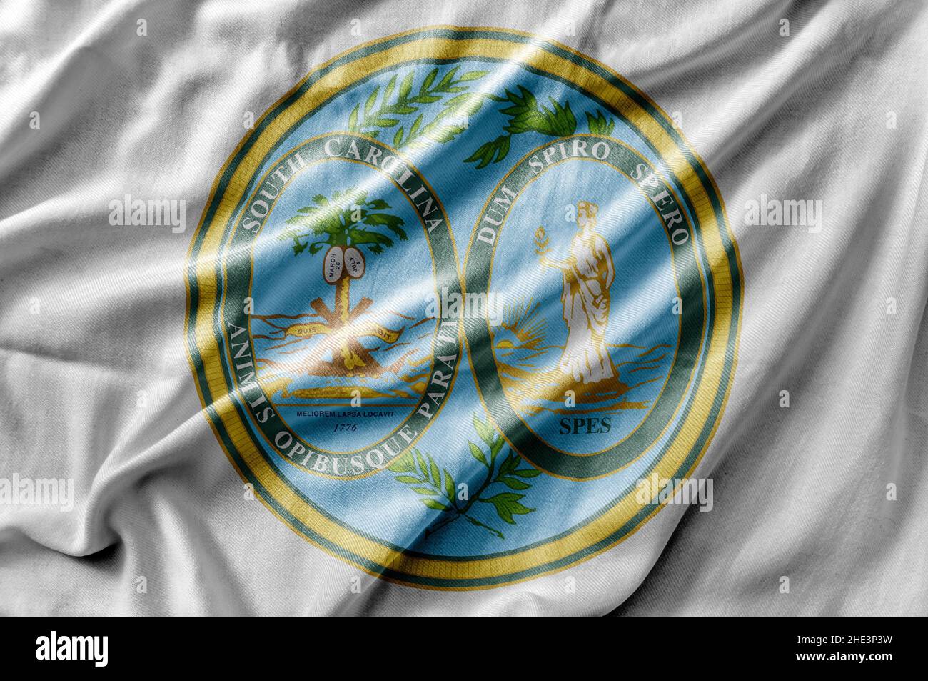 Waving detailed national US country state flag of South Carolina Seal ...