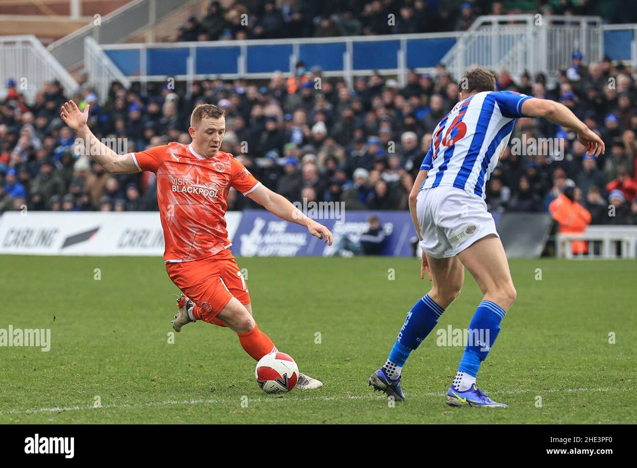 Shayne Lavery #19 of Blackpool with the ball Stock Photo - Alamy