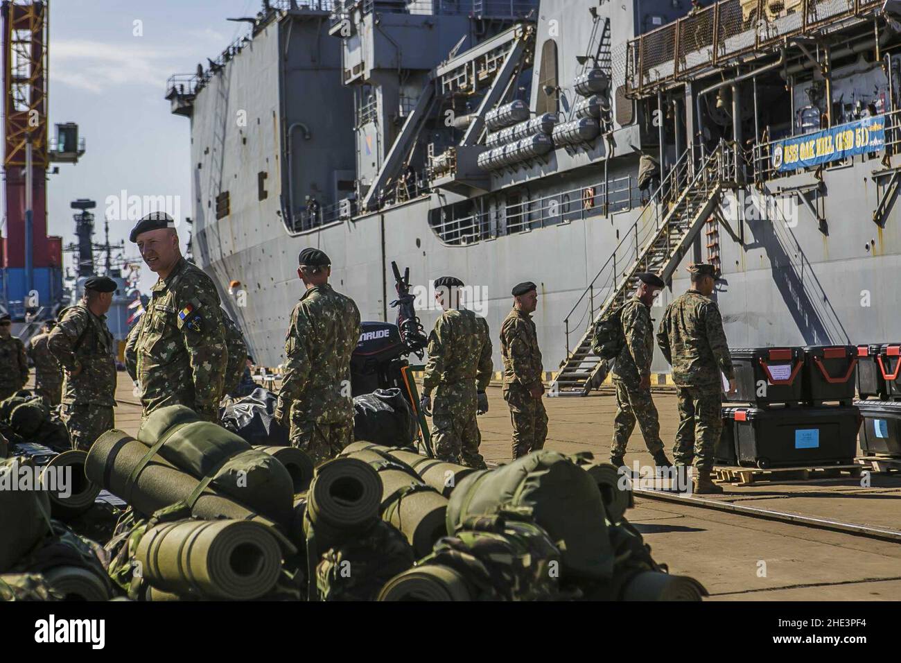 Romanian 307th Naval Infantry Battalion embarks with 26th MEU Marines ...