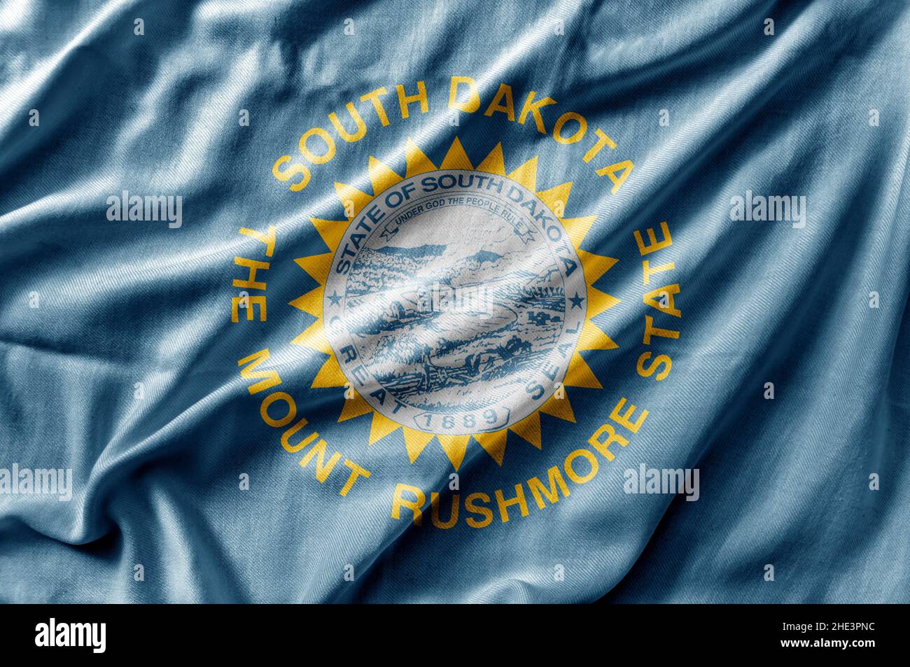 Waving detailed national US country state flag of South Dakota Stock ...