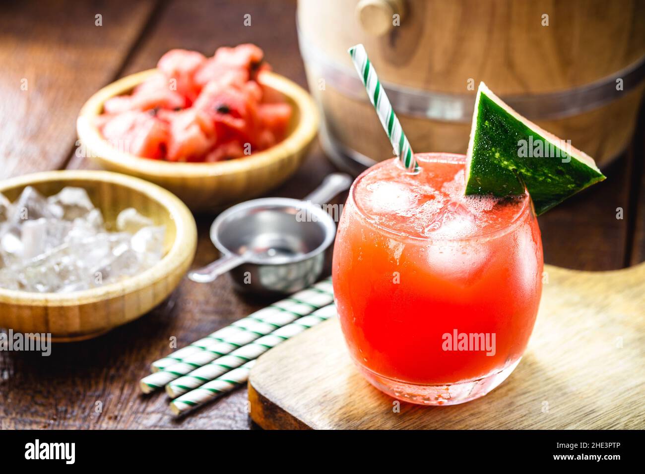 Brazilian drink consumed in the summer, called "caipirinha" of ...