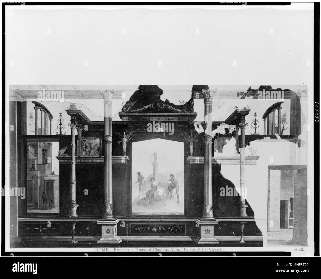Rome. Frescoes in house of Claudius Nero. Palace of the Caesars Stock ...