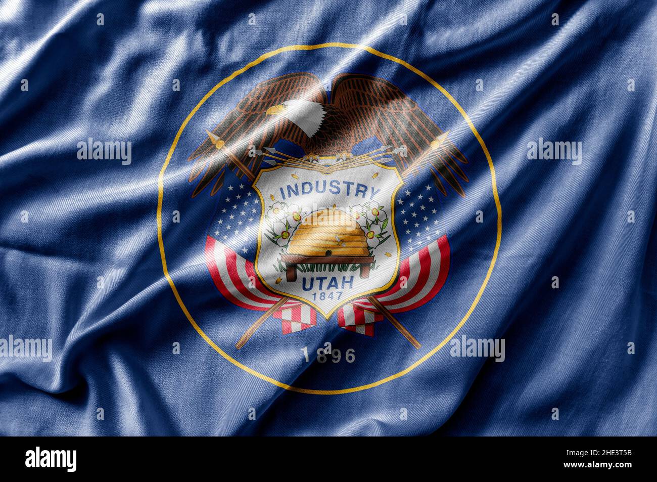 Waving detailed national US country state flag of Utah Stock Photo - Alamy