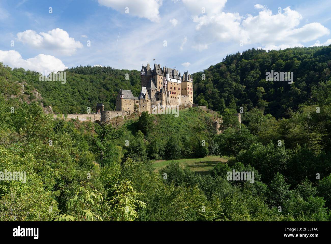 A Beautiful view of famous Eltz Castle on a sunny day, Wierschem ...