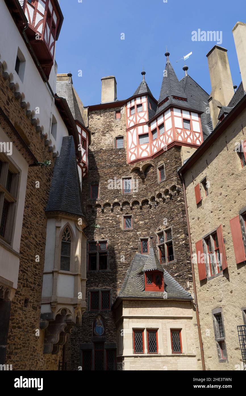 A Beautiful view of famous Eltz Castle on a sunny day, Wierschem ...